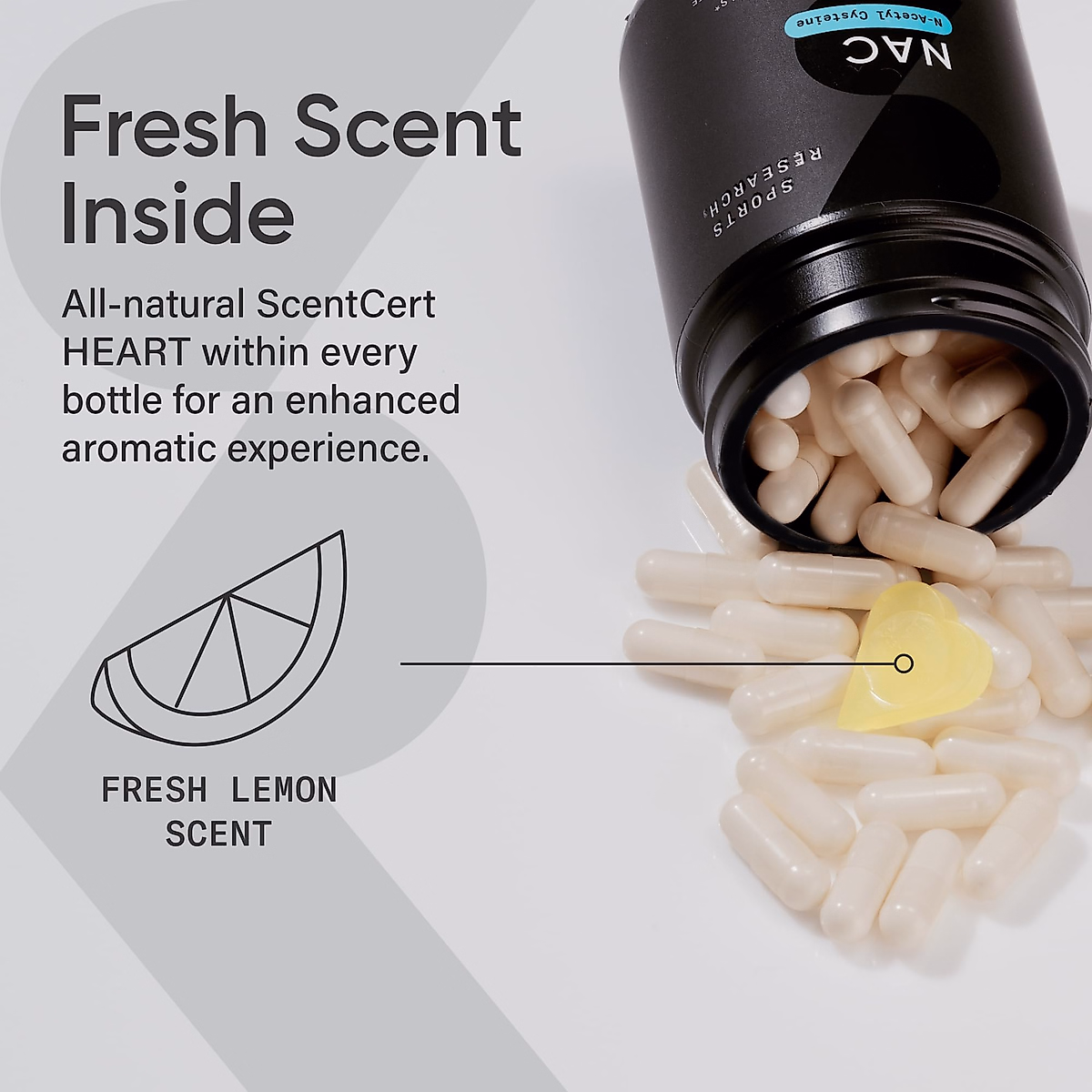 Sports Research N-Acetyl L-Cysteine (NAC) 600mg, 90 Veggie Capsules - Vegan, Non-GMO, Gluten Free. Lemon Aroma