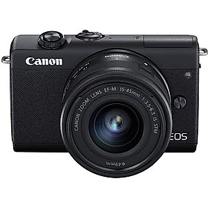 Canon EOS M200 Mirrorless Digital Camera with 15-45mm Lens (Black) (3699C009), 64GB Card, Case, Filter Kit, Corel Photo Software, 2 x LPE12 Battery, External Charger + More (Renewed)