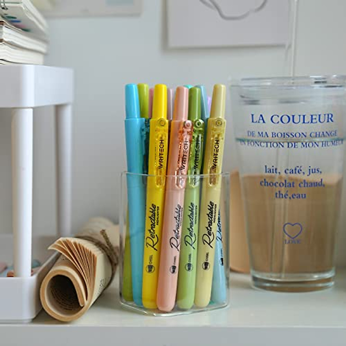 WRITECH Retractable Bible Highlighters Assorted Pastel Colors 12 Pack