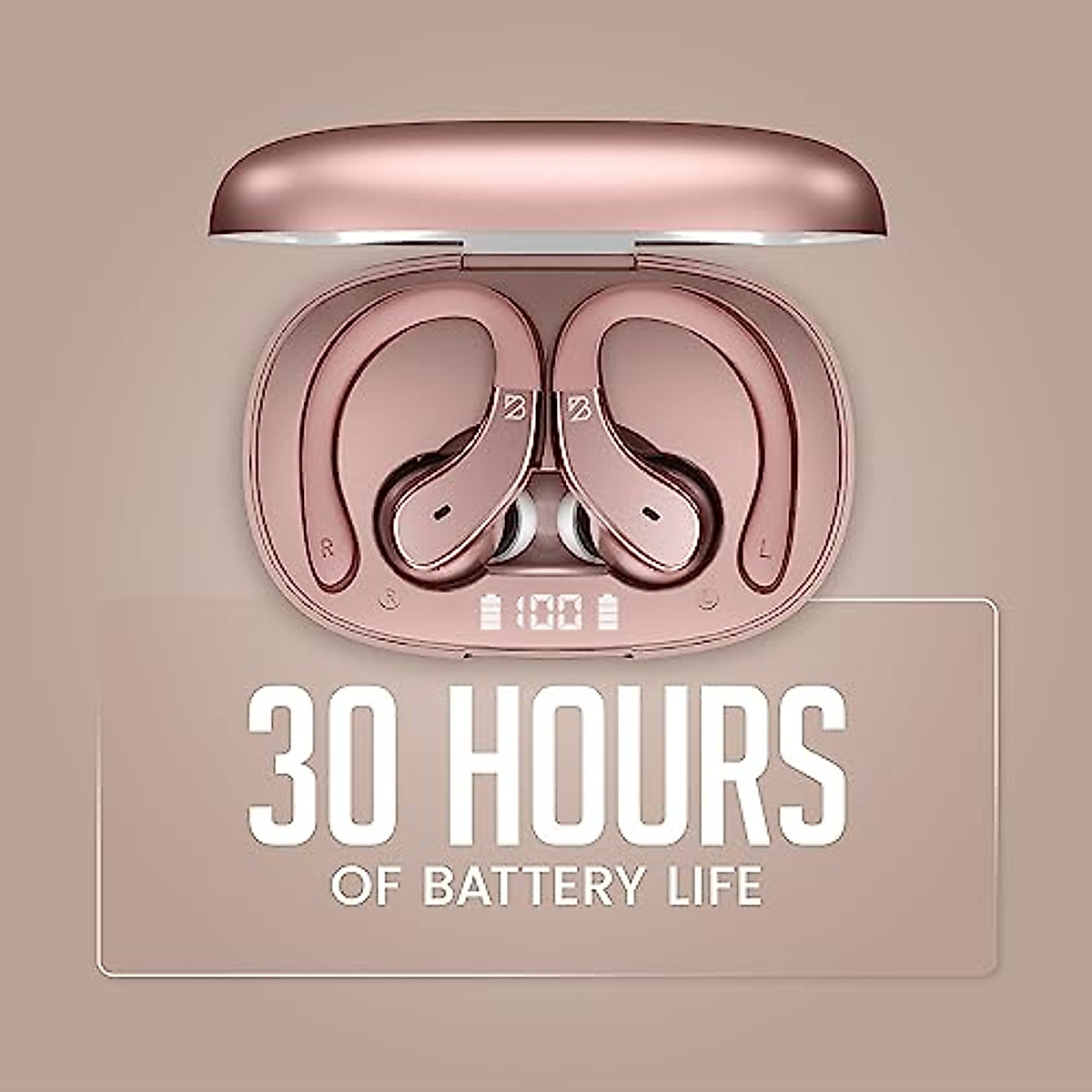 Runner 40- Wireless Earbuds for Running, Small Bluetooth Earbuds for Small Ears Women, Running Bluetooth Earbuds, Small Wireless Earbuds for Small Ear Canals with EarHooks, Over The Ear Earbuds