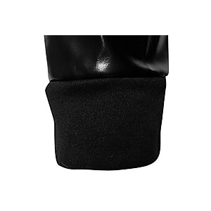 Maiyifu-GJ Men's Asymmetric Zip Irregular Hoodie Faux Leather Motorcycle Hooded Jacket Vintage PU Leather Biker Hoodies Coat (Black,X-Large)