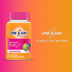 One A Day Teen for Her Multivitamin Gummies, Gummy Multivitamins with Vitamin A, C, D, E and Zinc for Immune Health Support, Physical Energy & more, 150 Count