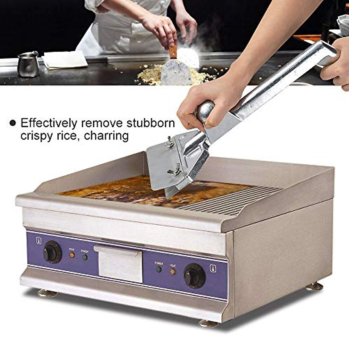 SHANGPEIXUAN Grill Scrapers, Heavy Duty Casting Aluminum Commercial Griddle Scraper with 5 Blades and Small Slant Edge Grill Scraper