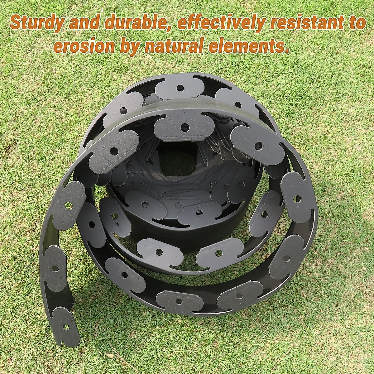 Tall Wall Landscape Edging, Lawn Edging and Landscape Border - No Dig Flower Bed Border Plastic Garden Edging - Rubber Landscape Edging (Plastic Stakes, Black-33feet)