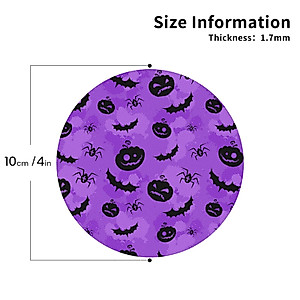 Halloween Pumkin Bat Spider Coasters for Drinks Set of 6, Absorbent PU Leather Coaster for Coffee Table, Home Decor, Housewarming Gift for Women