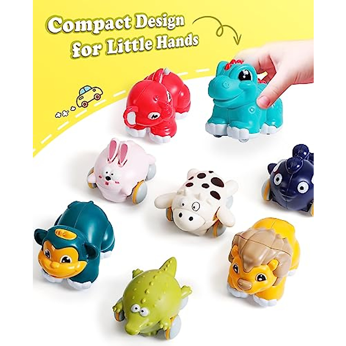 Kiddiworld Animal Car Toys for 1 Year Old Boy Gifts, Infant Baby Toys 12-18 Months, Pull Back Cars Truck Toys for 1-3 Year Old Girl Gifts, One First Christmas Birthday Gifts for Toddler Toys Age 1-2