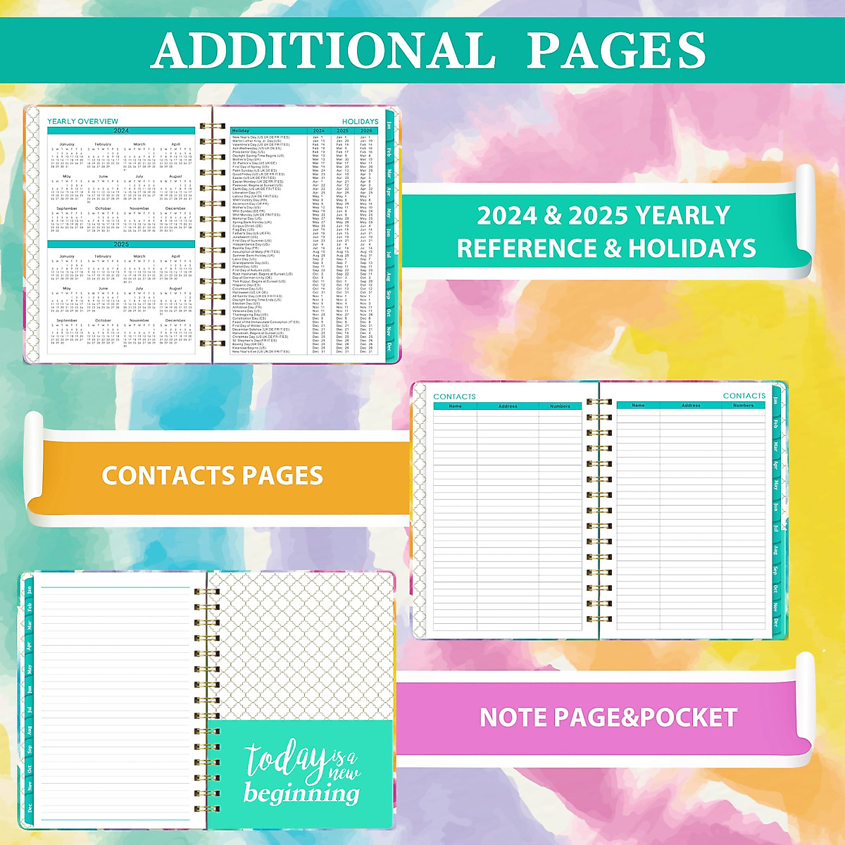 Planner 2023-2024 – July 2023-June 2024, Academic Planner 2023-2024,Weekly & Monthly Planner, 6.4" x 8.5", 2023-2024 Planner with Tabs, Hardcover, Elastic Closure, Twin-Wire Binding, Back Pocket, Perfect for Planning