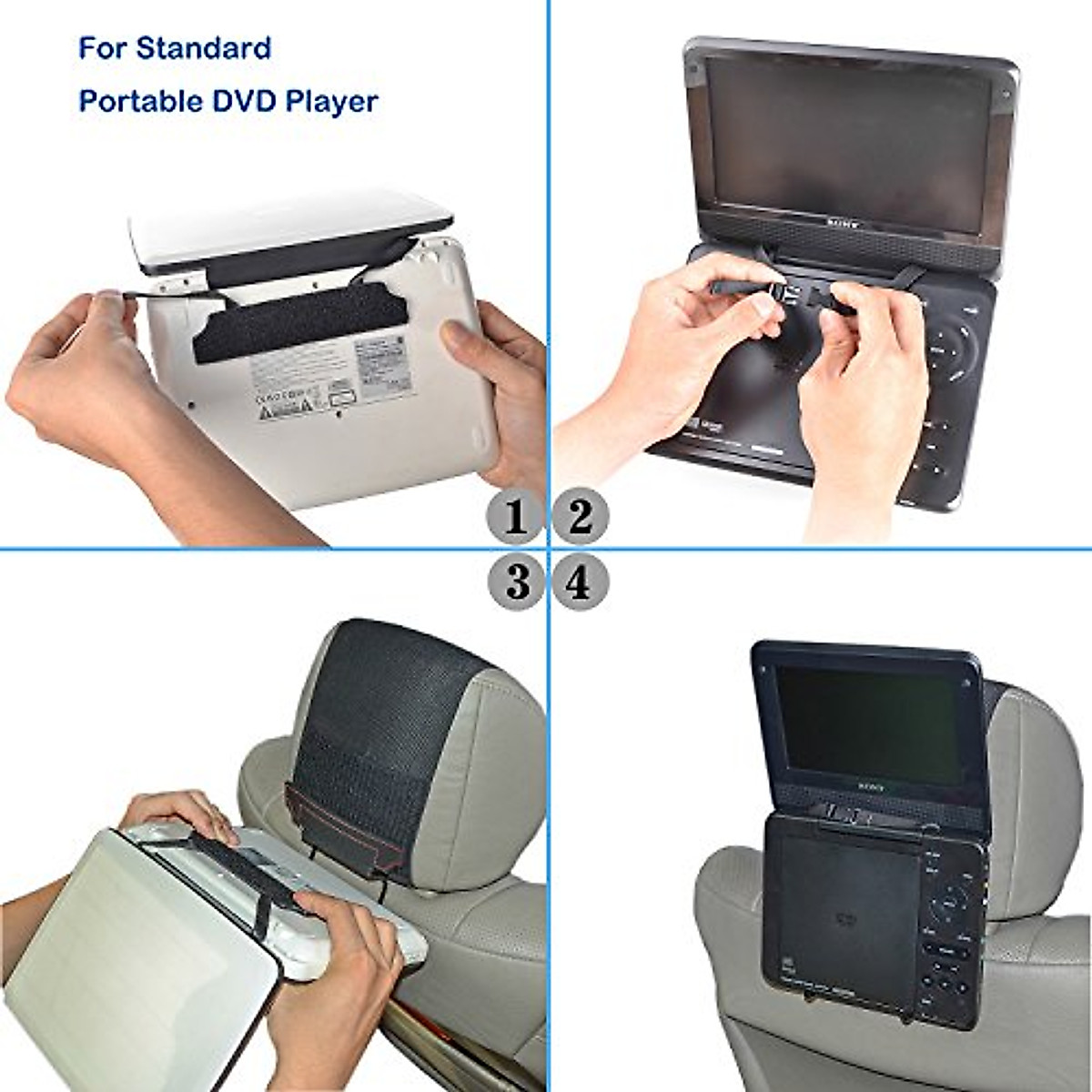 TFY Universal Car Headrest Mount Holder for Portable DVD Player