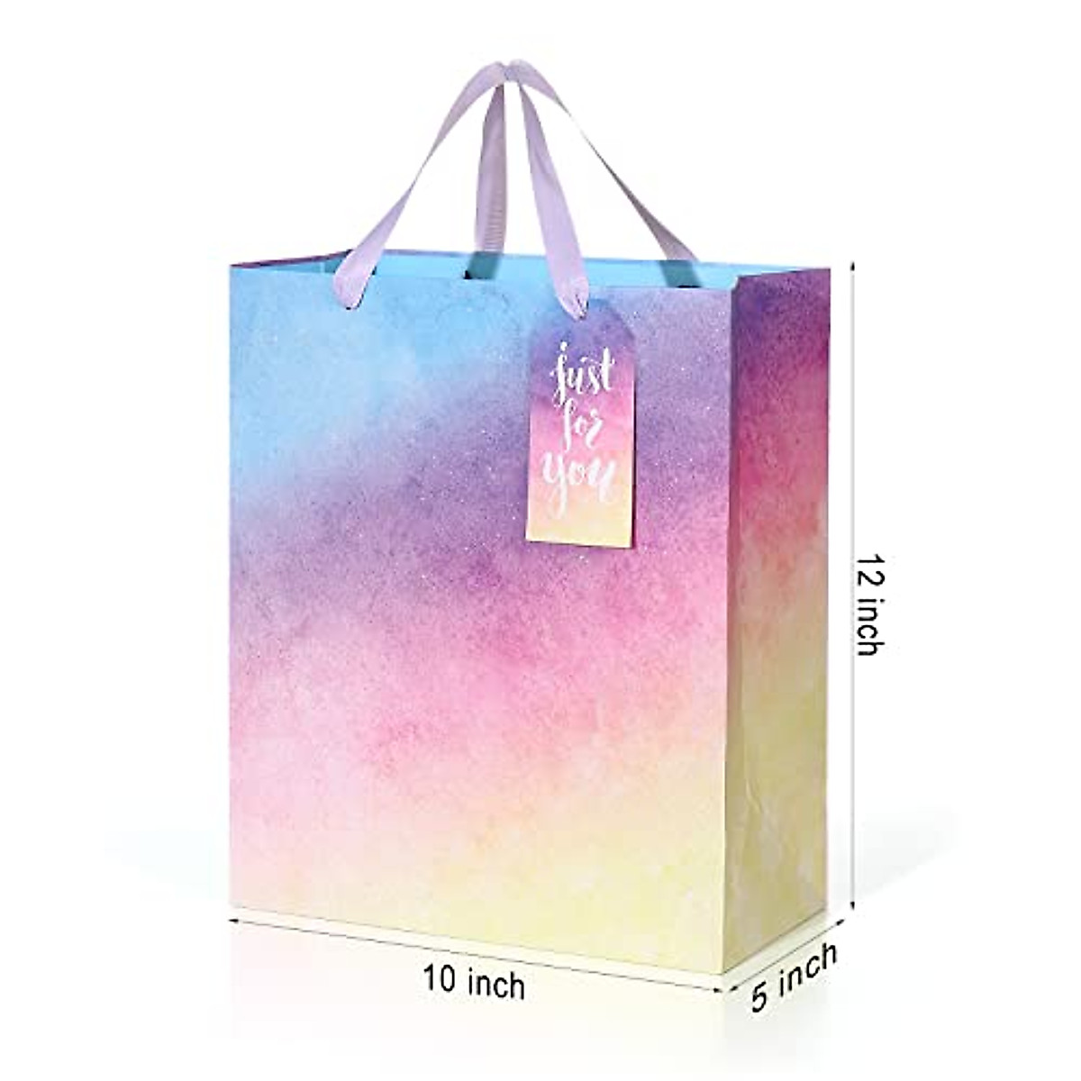 MTChange Large Gift Bags-Glitter Iridescent Gift Bag with Tissue Paper for Birthdays,Anniversaries,Parties,Wedding, Baby Shower or Any Occasion-4 Pack