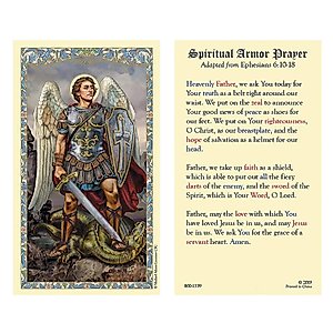 Laminated Holy Card Saint Michael Spiritual Armor Prayer, Religious Card Set for Pocket, Wallet, Purse Daily Devotional, Pack of 5