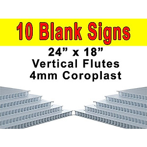 VIBE INK Pack of 10 Sheets Corrugated Plastic 4MM White Blank Yard Signs 24" x 18" Short-Flute