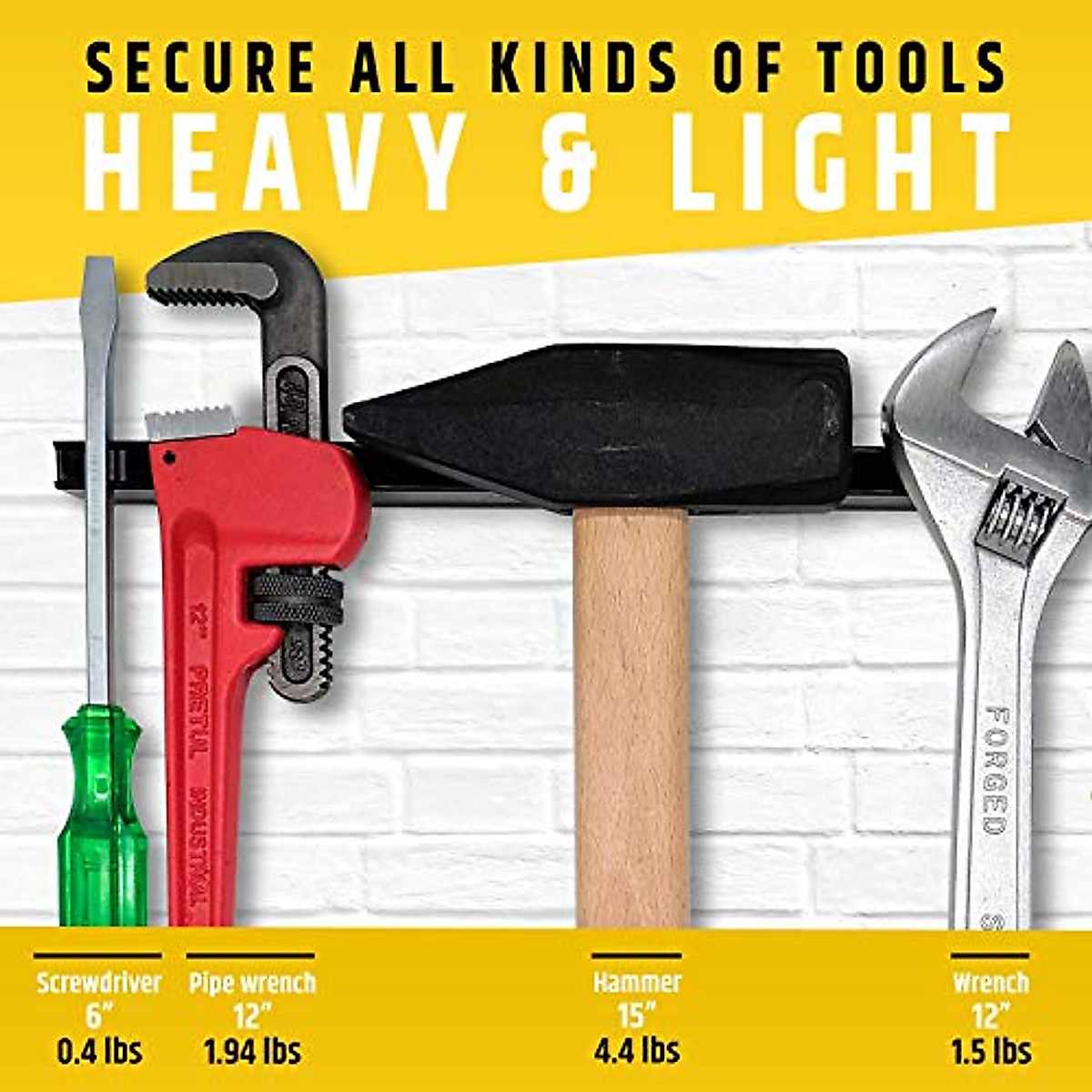 24" Heavy-Duty Magnetic Tool Holder (Upgraded Version) - Extremely Powerful Magnetic Pull Force to Hold Heavy Tools - Professional Space-Saving Magnetic Tool Bar - Metal Tool Organizer Rack/Strip