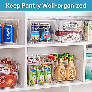 Vtopmart 4 Pack Clear Stackable Storage Bins with Lids, Large Plastic Containers with Handle for Pantry Organization and Storage,Perfect for Kitchen, Fridge, Cabinet, Bathroom Organizer