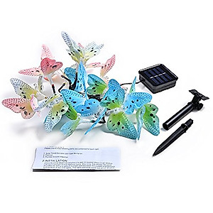 cuzile 20pcs Solar Powered Butterfly Lights Waterproof Solar Garden String Lights for Christmas, Tree, Home, Holiday, Fence, Yard, Wedding,Patio Party Decoration Light