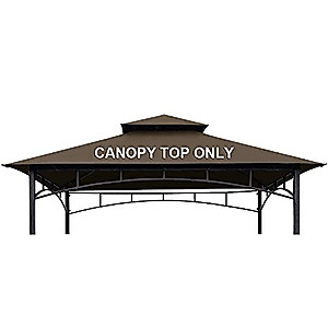 CoastShade 8 x 5 Grill BBQ Gazebo Double Tiered Replacement Canopy Roof Outdoor Barbecue Gazebo Tent Roof Top,Brown