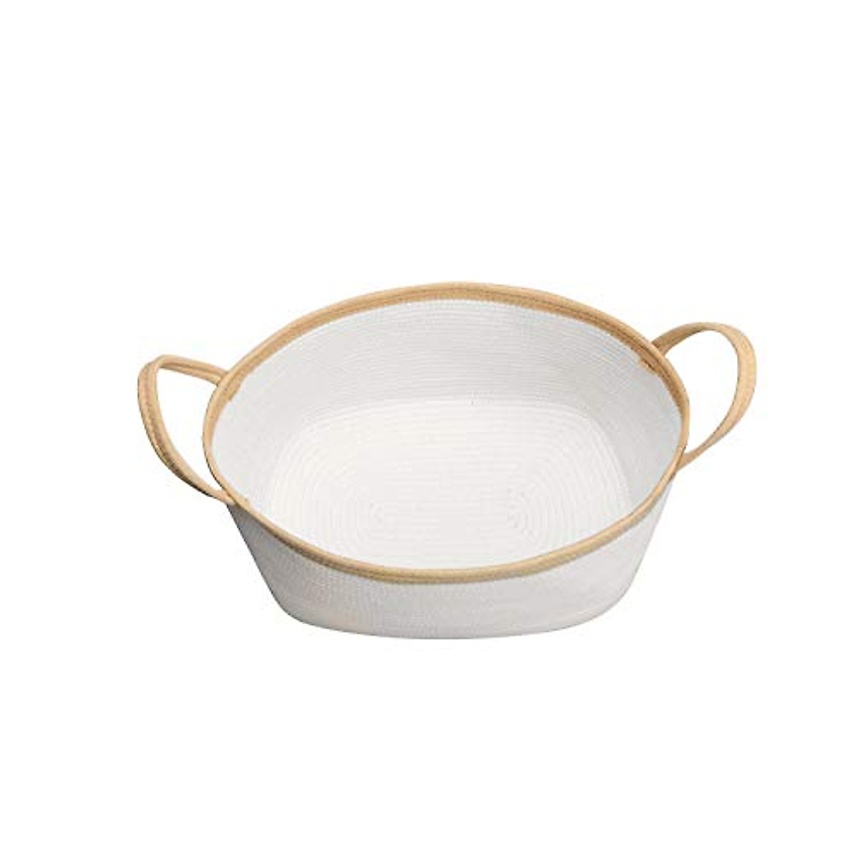 Rope Basket with Long Handles, Woven Basket, Baby Kids Room Toy Storage, Portable Hampers, Towel Storage Basket Woven Rope Basket, Nursery Hampers, Dog Toy Basket, (M Square 24 cm 28 cm 42 cm)