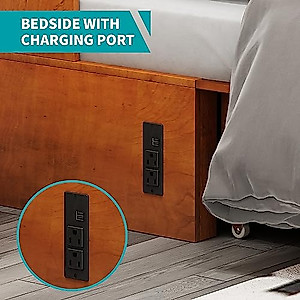 BALUS Murphy Bed Cabinet with Mattress,Modern Muti-Functional Cube Cabinet Bed with USB Charging Station&2 Large Drawers&3 Level Folding Foam Mattress for Living Room/Apartment/Loft,Queen, Redwood