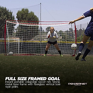 PowerNet Carli Lloyd Soccer Goal | Portable Net Collapsible Metal Base | Quick Setup Ultra Portable | Full Size Framed Soccer Goal | 1 Goal + 1 Carry Bag (12X6 FT)
