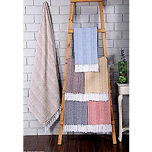 Luxurious Hand Woven Cozy Warm Combed Cotton All Season Indoor Outdoor Light Weight Fade Resistant Couch Chair Bed Throw Blankets Batik 50x60 Inch Set of 2 (Burgundy)