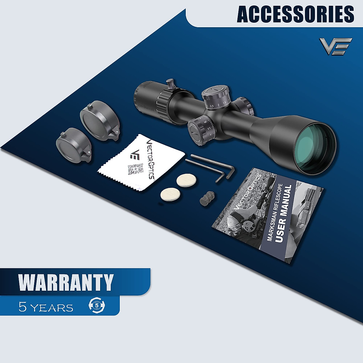 Vector Optics Marksman 6-24x50 FFP 1/10 MIL 30mm Monotube Riflescope 85-87% Light Transmission Edge-to-Edge Image Etched Glass VPA-MF Reticle for Hunting Shooting