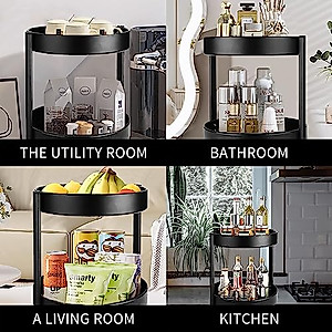 Lazy Susans Organizer 2 Tier Carbon Steel Revolving Spice Rack Kitchen Organizers and Storage Countertop 10 Inch Black Spice Rack Care for Cabinet Organizer and Bathroom Organizer Countertop