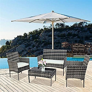 SAWQF Three Colors Patio Furniture Set Outdoor Living Room Balcony Rattan Furniture Four-Piece-Brown Outdoor Furniture (Color : E)