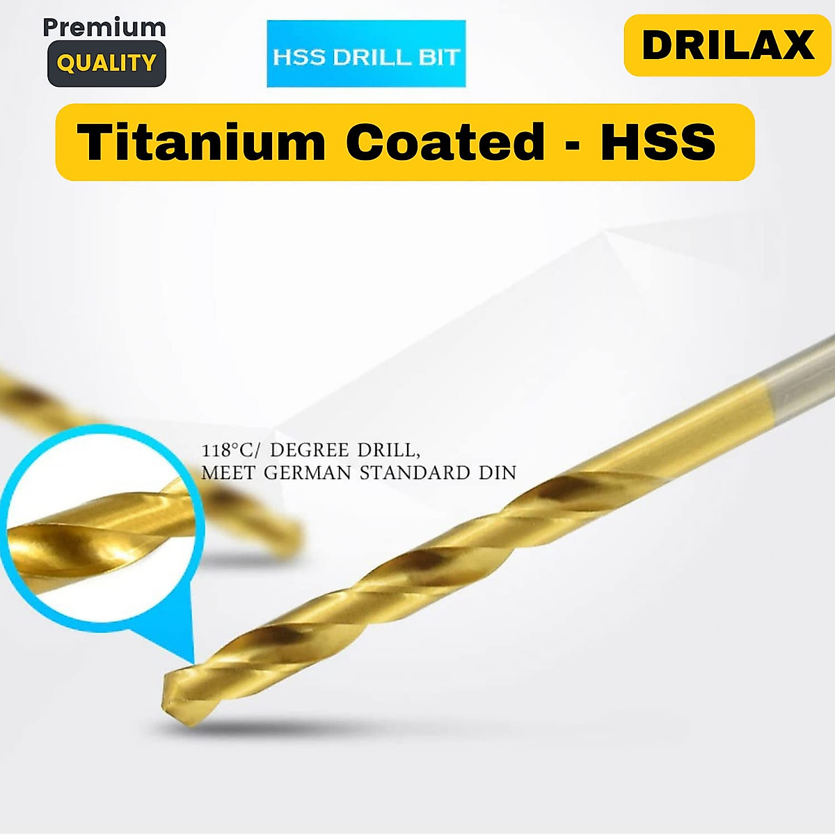 50 pcs 1mm 1.5mm 2mm 2.5mm 3mm Titanium Coated HSS High Speed Steel Drill Bit Tool Set for Drilling Holes in Leather, Soft Metal, Wood, Plastic, Soft Materials, Aluminum, Amber, Models