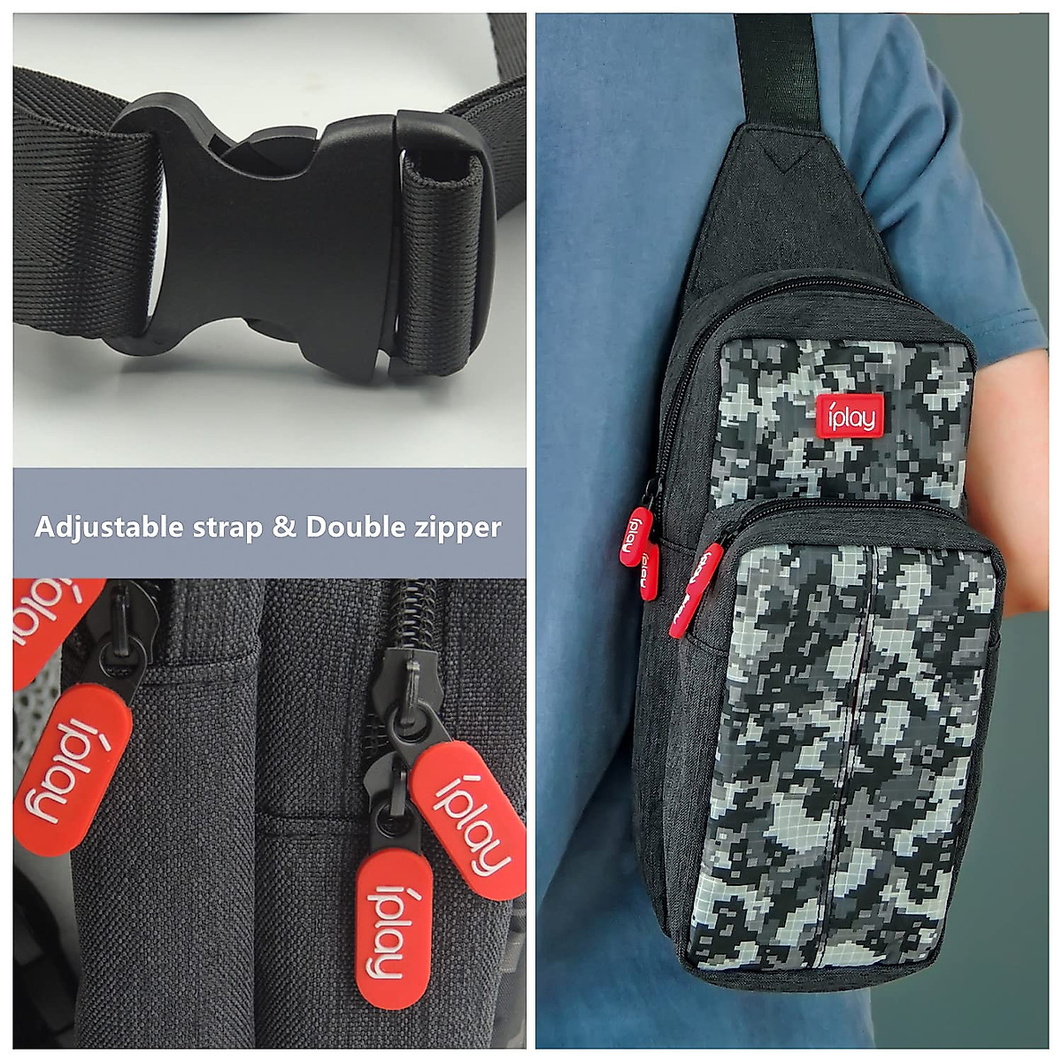 ENFILY Backpack Crossbody Travel Bag Compatible for Nintendo Switch/Switch OLED & Accessories, Nylon Waterproof Portable Shoulder bags, Carrying Case with Glass Screen Protector