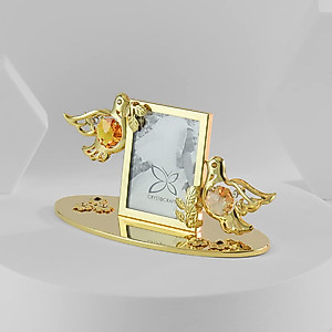 Crystocraft Picture Frames, Cross with Brilliant Cut Austrian Crystal Studded Baby Memories Frame Keepsake Frame Photo Frame 5.47 X 3.22 Inch for Baby Boy, Baby Girl