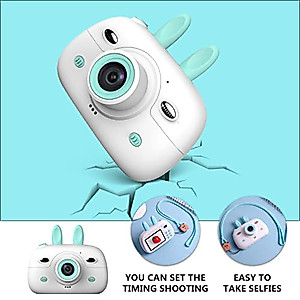 SOLUSTRE Kids Toys Rabbit Shaped Kid Camera 1080P Children Digital Camera 2.4 inch Screen Dual Lens Video Recorder Gift for Kids Green Toddler Toys