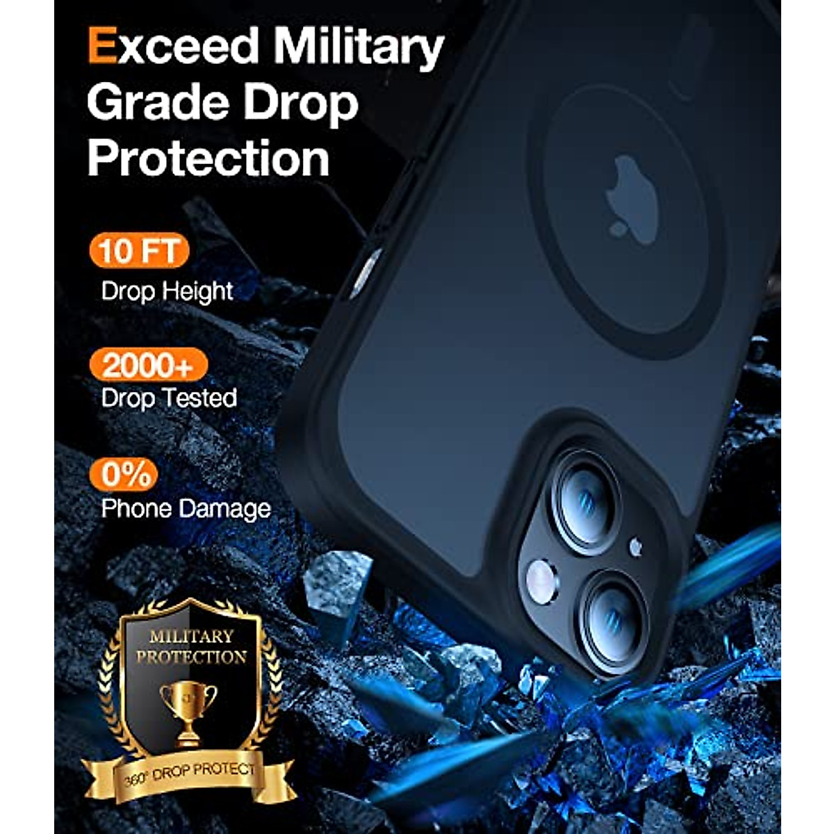 TORRAS Magnetic for iPhone 2023 Plus Case & iPhone 14 Plus Case, Military Grade Drop Tested, Compatible with MagSafe, Slim Translucent Matte Shockproof Cover for iPhone 14 Plus Phone Case 6.7, Black