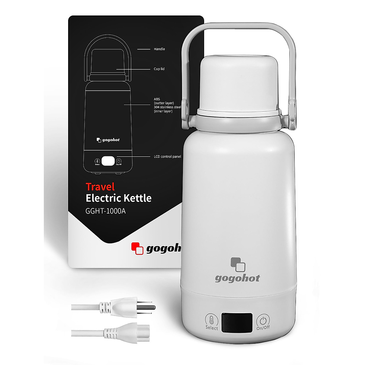 GOGOHOT Portable Travel Electric Kettle - 35.2 oz Large Capacity, 4 Temperature Presets with Dry Boil Protection, Long-Lasting Insulation, Suitable for Home, Hotel, Camping. Practical Gift. (K01)