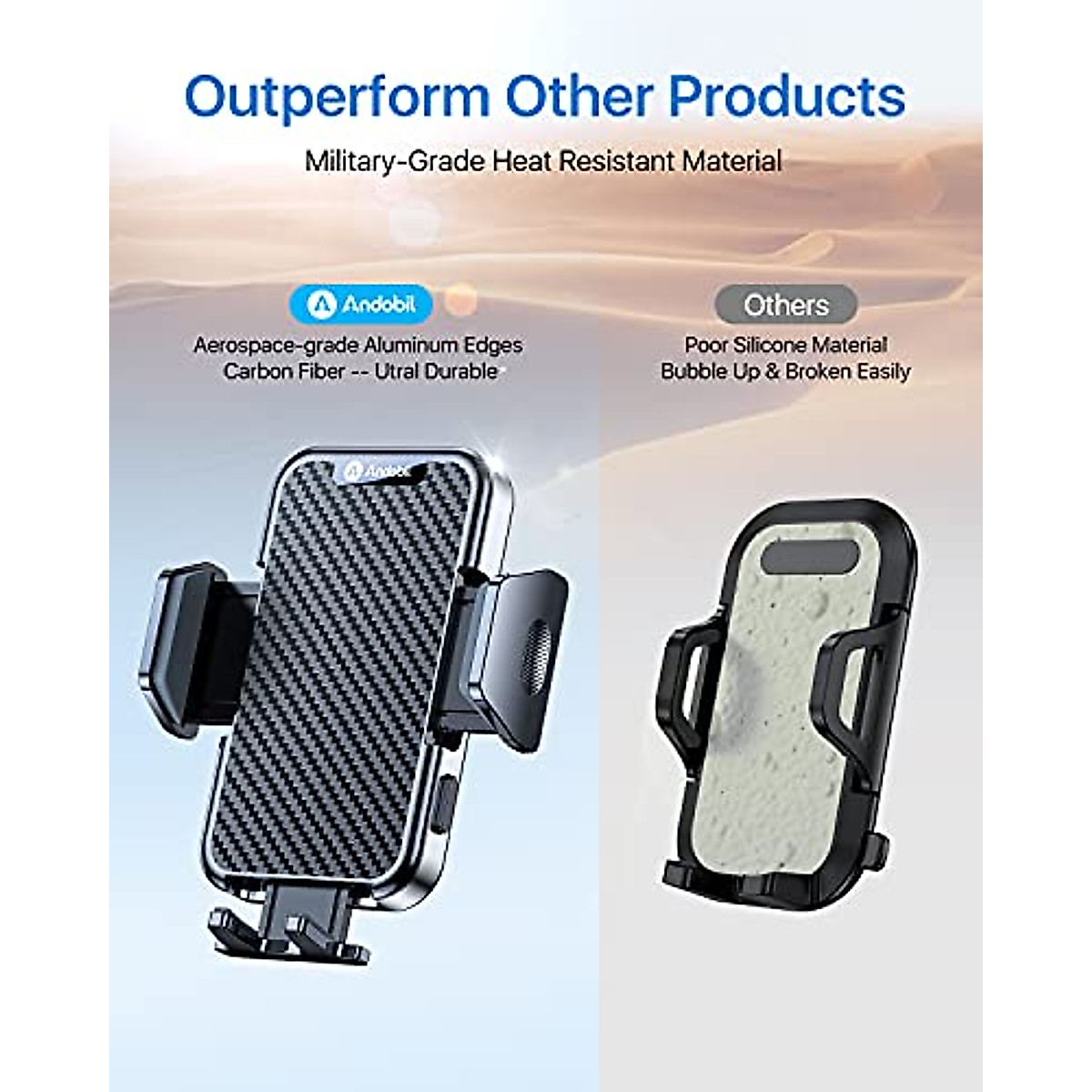 andobil Car Vent Phone Holder Mount [Upgraded Steel Hook, 3-Point Stable] Universal Vent Clip Cell Phone Holder Compatible with iPhone 14 Pro Max, Plus, 13, 12, S22, S23 etc, 360 Adjustable Holder