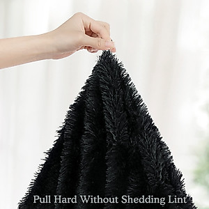 TOONOW Set of 2 Decorative Throw Pillow Covers 18x18, Black Fluffy Pillow Covers New Luxury Faux Fur Square Sofa Pillow Covers for Sofa Couch Living Room Bedroom, No Pillow Insert