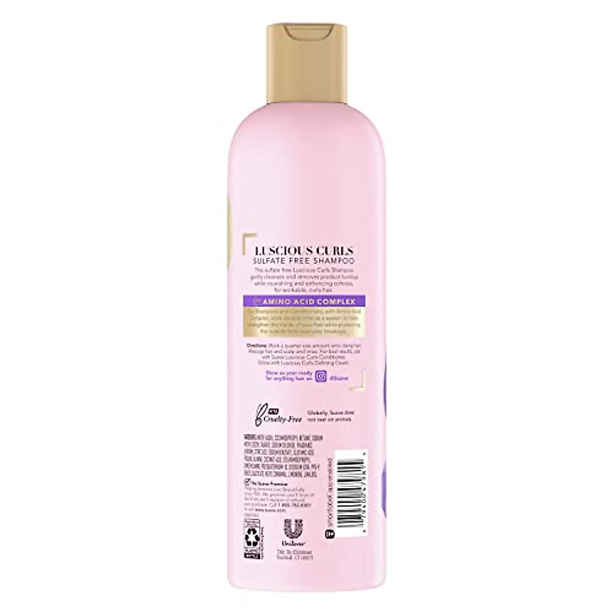 Suave Pink Luscious Curls Shampoo for Defining Curly Hair with Amino Acid Complex 16.5 oz