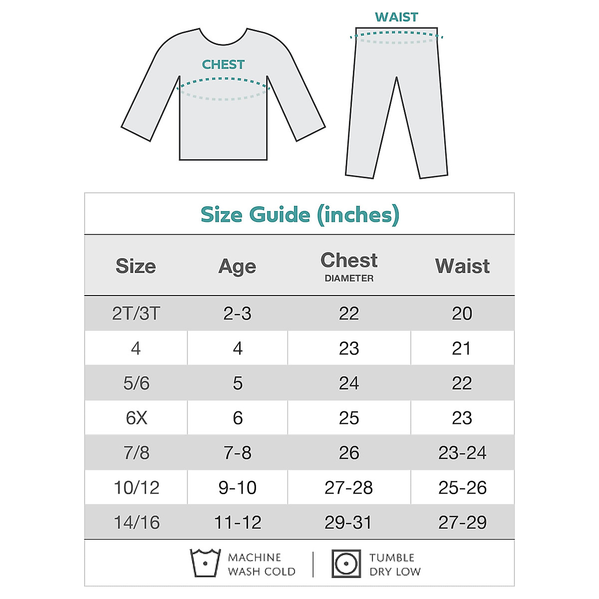 Girls/Boys/Toddler 6 Pack Athletic Performance Long Sleeve Undershirt Tops/Base Layer Cotton Stretch Shirts (6 Pack- Black/Khaki/White/Grey/Navy/Charcoal, 2-3T)