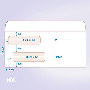 #9 Ready-Seal Double Window Security Tinted Check Envelopes, Compatible for QuickBooks Checks, Sage 100 program, Blackbaud Software ETC, from NextDayLabels, Box of 500