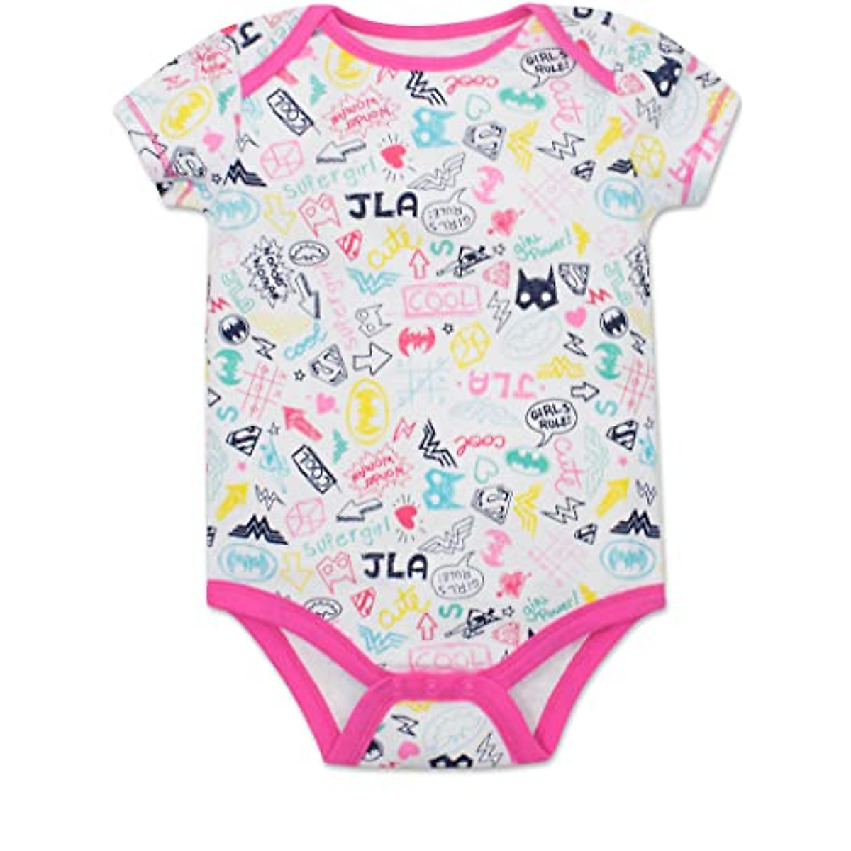 WARNER BROS Justice League Newborn Baby Girls 5 Pack Cosplay Costume Bodysuits Logo Girls 0-3 Months