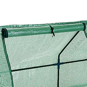 Outsunny 9' x 3' x 3' Portable Mini Greenhouse Outdoor Garden with Large Zipper Doors and Water/UV PE Cover, Green