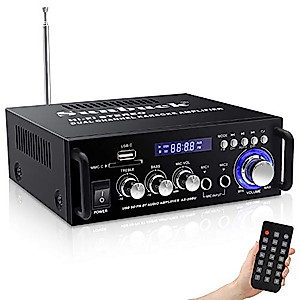 Sunbuck Max 250W×2, Bluetooth Stereo Amplifier, 2 Channel Outdoor Speaker Amplifier, Stereo Receiver for Home Audio w/USB 2.0, MIC in, Remote Control, Hi-Fi Small Amplifier for Speakers, AS-29BU