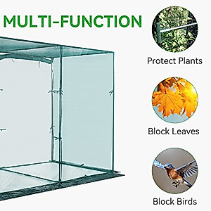 GROWNEER 4 x 8 Feet Crop Cage Plant Protection Tent with 6 Ground Staples, Storage Bag, Steel Tubes, Connectors, Suitable for Garden, Yard, Lawn
