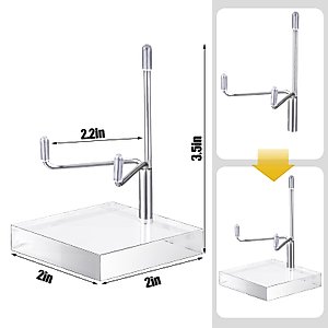 Suzile 4 Pcs Adjustable Metal Arm Display Stand Easel with Acrylic Base Rock Display Easel Holder Acrylic Easel Crystal Display Stand Clear Plate Stand for Geodes Mineral Agate (2 x 2 x 3.5 Inch)
