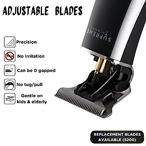 Supreme Trimmer T Shaper Liner Trimmer for Men | Cordless Trimmer for Sensitive Skin, Kids & Elderly | Low Noise Beard Trimmer, Zero Gap Barber Trimmer (Silver)