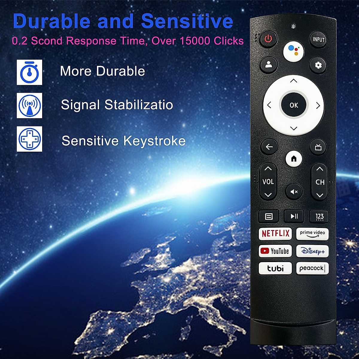 LAZTZQ Replacement Remote Control for Smart Hisense TV Models 43A6H 65U6H 65U6H 75U6H 55A6H 55A6H 65A6H 75A6H 55u6hh 55uhh 75H 75h 75h (Infrared Function)