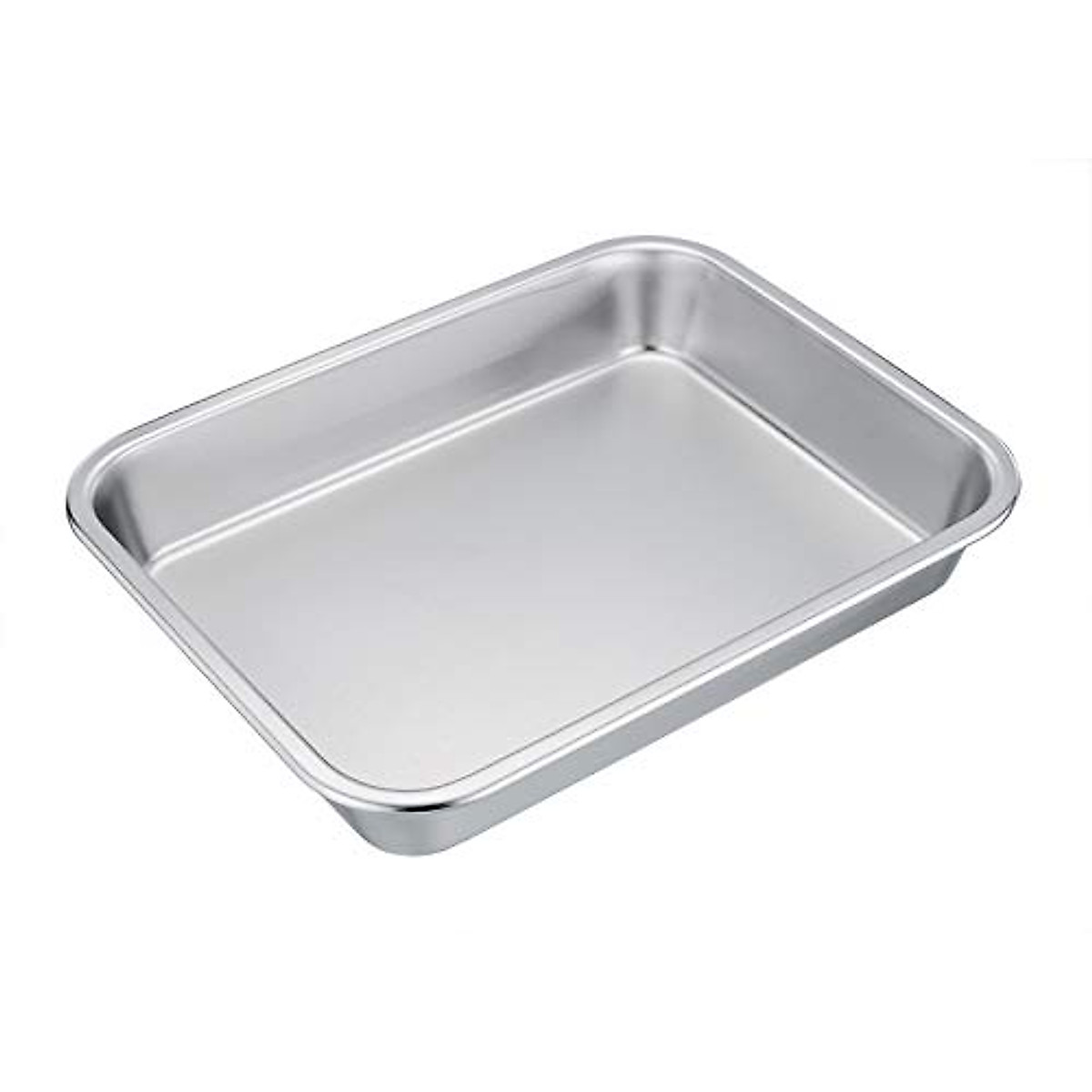 TeamFar Lasagna Pan, Stainless Steel Rectangular Cake Brownie Pan Casserole Baking Dish, 10.5’’ x 8’’ x 1.7’’ Compact for Toaster Oven, Non Toxic & Healthy, Brushed Finish & Easy Clean-Dishwasher Safe