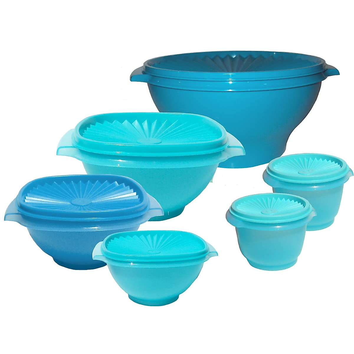 Tupperware Classic Servalier Bowl Set in Shades of Blue and Aqua