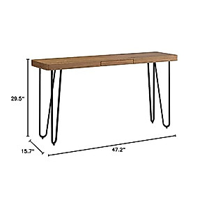 Amazon Brand – Rivet Hairpin Wood and Metal Tall 29.5" Console Bar Table, Walnut and Black