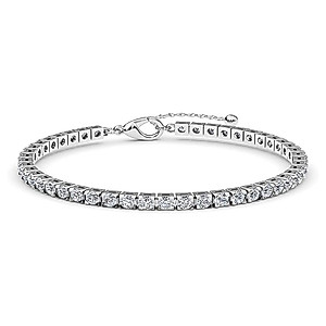 Shop LC Stainless Steel Tennis Bracelet - Adjustable Cubic Zirconia Bracelet for Women - Dainty CZ Crystal Bridal Bracelets - 7" Length with a 2" Extender Costume Jewelry for Women Birthday Gifts for