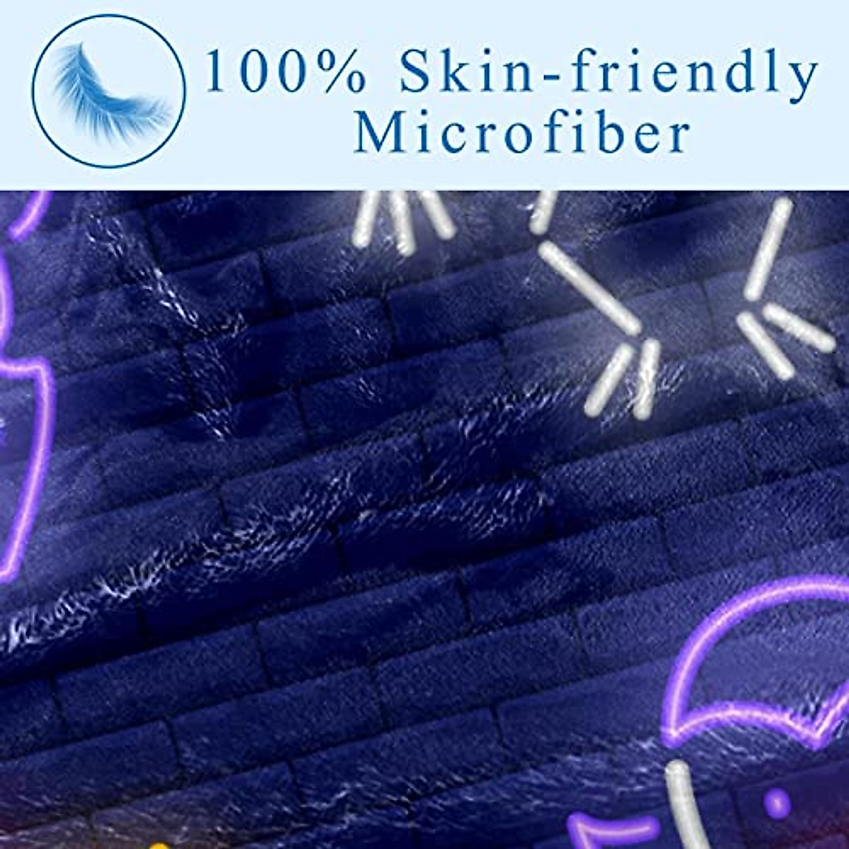 Halloween Party Neon Pattern Prints Soft Warm Cozy Blanket Throw for Bed Couch Sofa Picnic Camping Beach, 150×100cm