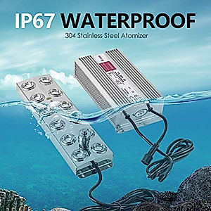 BITOWAT Ultrasonic Fogger 12 Heads Mist Maker with Waterproof Power Supply + 6 PCS Replaceable Ceramics Discs + Replacement Tool 7kg/h Mini Fog Machine for Greenhouse Garden Lawn and Pond